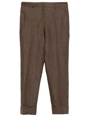 Incotex Regular Fit Linen Trousers - Brown