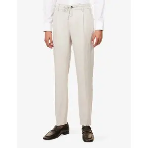 Eleventy Slim-leg Linen-blend Jogger Trousers - Sand