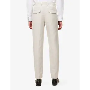Eleventy Slim-leg Linen-blend Jogger Trousers - Sand