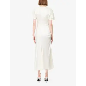 Victoria Beckham Draped-sleeve Satin Midi Dress