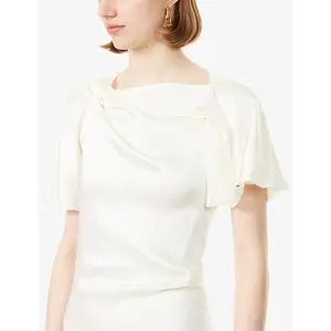 Victoria Beckham Draped-sleeve Satin Midi Dress