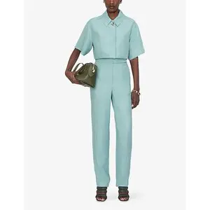 JOSEPH Aix Barrel-leg High-rise Linen-blend Trousers