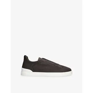 Zegna X3 Triple Stitch Woven Trainers - Dark Brown