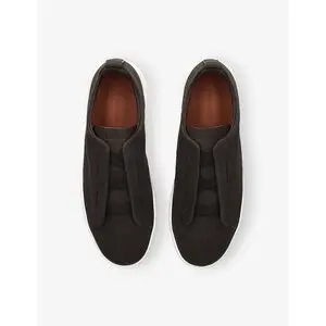 Zegna X3 Triple Stitch Woven Trainers - Dark Brown