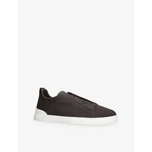 Zegna X3 Triple Stitch Woven Trainers - Dark Brown