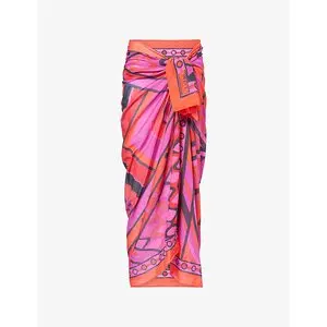 Emilio Pucci Long Pareo Collane-print Cotton Sarong - Fuchsia Black
