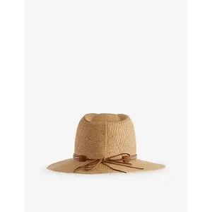 Melissa Odabash Woven Fedora Hat - Tan/stud Belt