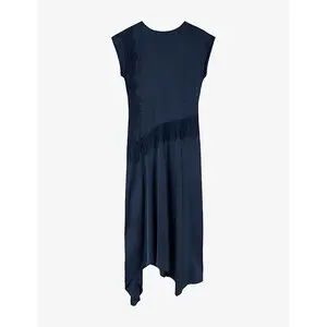 Whistles Lace-insert Asymmetric Hem Satin Midi Dress