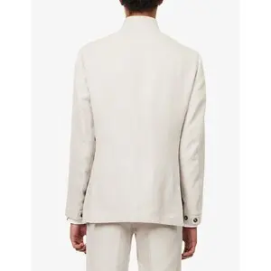 Eleventy Stand-collar Linen-blend Jacket - Sand