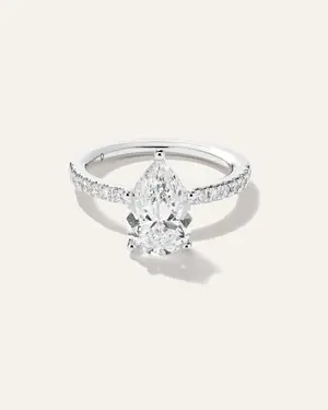 Quince Lab Grown Diamond Pear Petite Pave Engagement Ring - Platinum