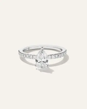 Quince Lab Grown Diamond Pear Petite Pave Engagement Ring 1ct - Platinum