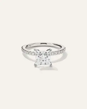 Quince Lab-grown Diamond Princess Petite Pave Engagement Ring 1.5ct - Platinum
