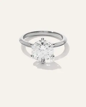 Quince Lab Grown Diamond Six Prong Knife Edge Engagement Ring 3ct Platinum