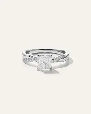 Quince Lab Grown Diamond Princess Twisted Engagement Ring, 1 Carat - Platinum