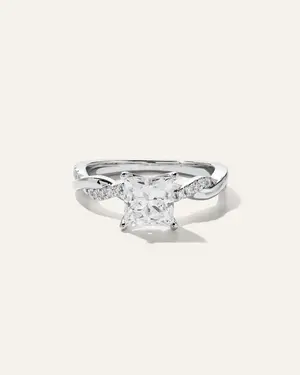 Quince Lab Grown Diamond Princess Engagement Ring With Twisted Pave Band - Platinum