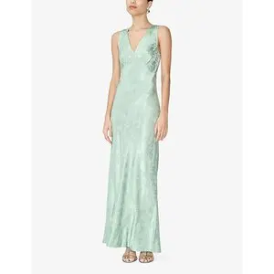 OMNES Iris Floral-jacquard Woven Maxi Dress - Sage