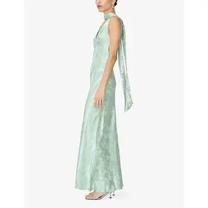 OMNES Iris Floral-jacquard Woven Maxi Dress - Sage