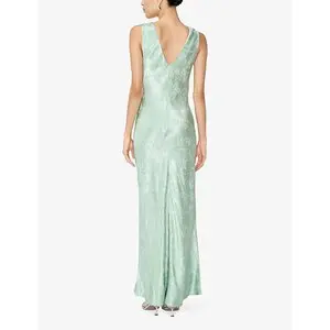 OMNES Iris Floral-jacquard Woven Maxi Dress - Sage