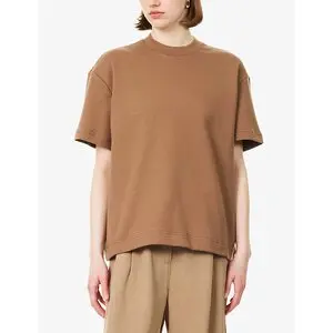 THE FRANKIE SHOP Boxy-fit Cotton-blend T-shirt - Light Brown