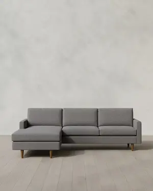 Quince Atlas Midcentury Chaise Sectional In Performance Basketweave - Ash