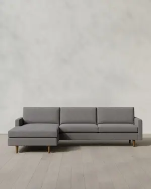 Quince Atlas Midcentury Chaise Sectional In Performance Basketweave - Ash