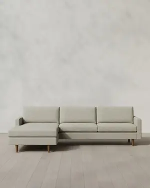 Quince Atlas Midcentury Chaise Sectional In Performance Basketweave - Flax