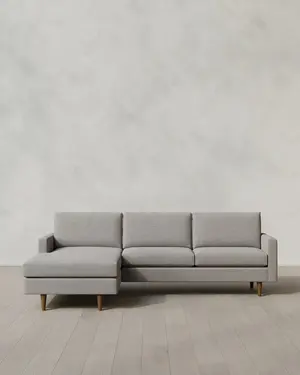 Quince Atlas Midcentury Chaise Sectional In Performance Basketweave - Fog