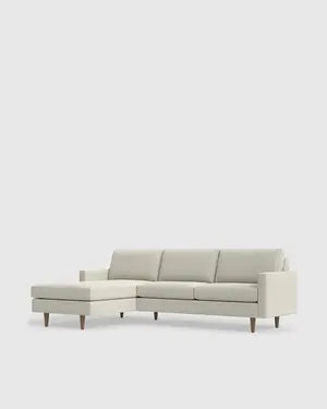 Quince Atlas Midcentury Chaise Sectional In Performance Basketweave - Fog