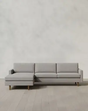 Quince Atlas Midcentury Chaise Sectional In Performance Basketweave - Fog