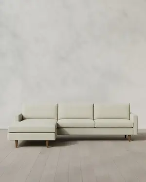 Quince Atlas Midcentury Chaise Sectional In Performance Basketweave - Ivory