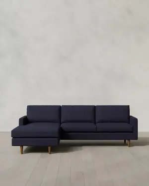 Quince Atlas Midcentury Chaise Sectional In Performance Basketweave - Navy