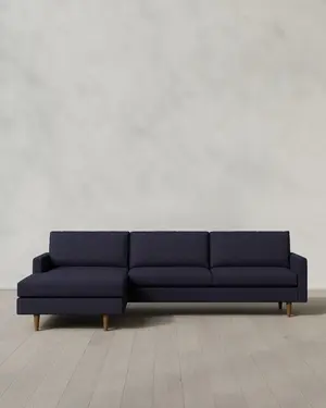 Quince Atlas Midcentury Chaise Sectional In Performance Basketweave - Navy