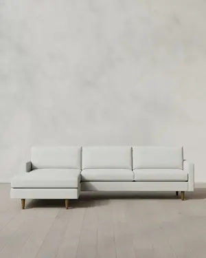 Quince Atlas Midcentury Chaise Sectional In Performance Basketweave - Snow