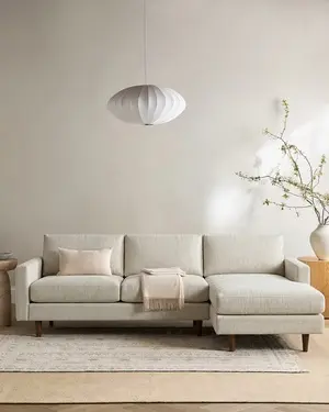Quince Atlas Midcentury Chaise Sectional - Eggshell