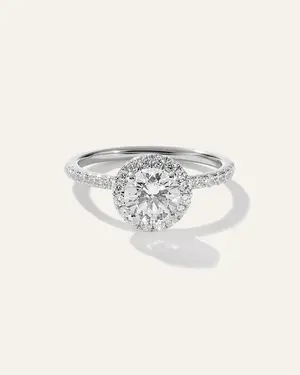Quince Lab Grown Diamond Round Halo Pave Engagement Ring 1ct - Platinum