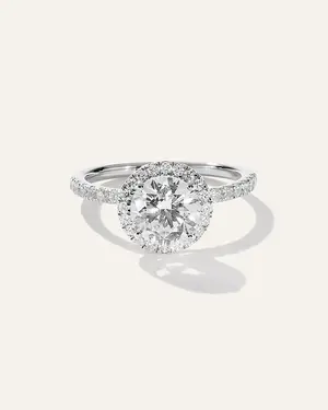 Quince Lab Grown Diamond Round Halo Pave Engagement Ring, 1.50ct - Platinum