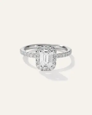 Quince Lab Grown Diamond Emerald Halo Engagement Ring, 1ct - Platinum