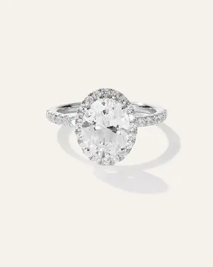 Quince Lab Grown Diamond Oval Halo Pave Engagement Ring 2ct - Platinum