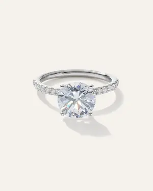 Quince Lab Grown Diamond Round Petite Pave Engagement Ring 3ct - Platinum