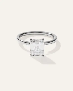 Quince 3ct Lab Grown Diamond Emerald Cut Engagement Ring - Platinum