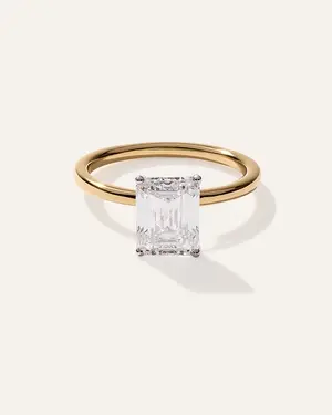 Quince 3ct Lab Grown Diamond Emerald Cut Engagement Ring - Yellow Gold