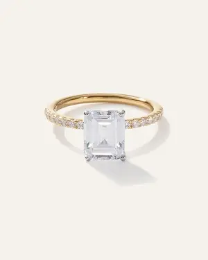 Quince Lab Grown Diamond Emerald Pave Engagement Ring 3ct - Yellow Gold