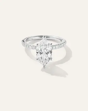 Quince Lab-grown Diamond Marquise Petite Pave Engagement Ring - Platinum