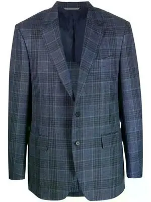 Canali Single-breasted Plaid Blazer - Blue