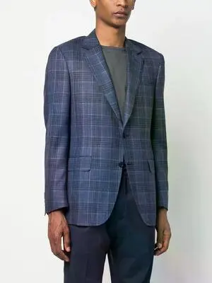 Canali Single-breasted Plaid Blazer - Blue