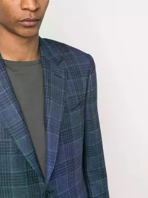 Canali Single-breasted Plaid Blazer - Blue