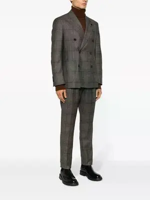 LARDINI Plaid-check Double-breasted Wool Suit