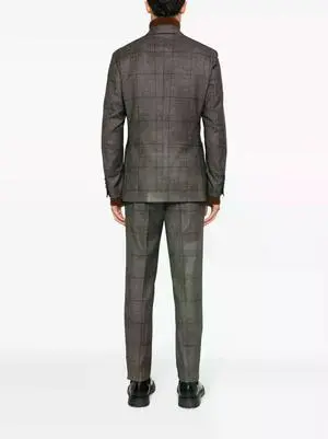 LARDINI Plaid-check Double-breasted Wool Suit