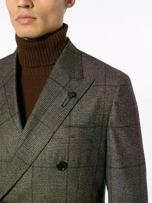 LARDINI Plaid-check Double-breasted Wool Suit