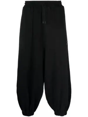 LỰU ĐẠN Logo-print Drop-crotch Track Pants - Black